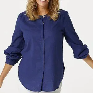 Denim&Co | Tops | Denim Co Naturals Linen Blend Buttonfront Top 4944 ...